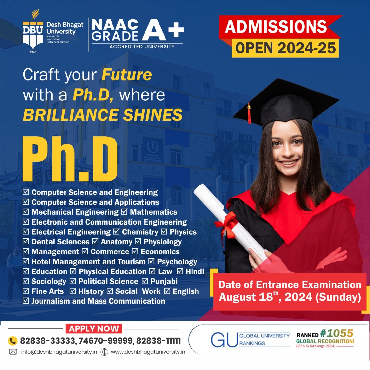 Apply for Ph.D - Top Rank University in Punjab, North India ...